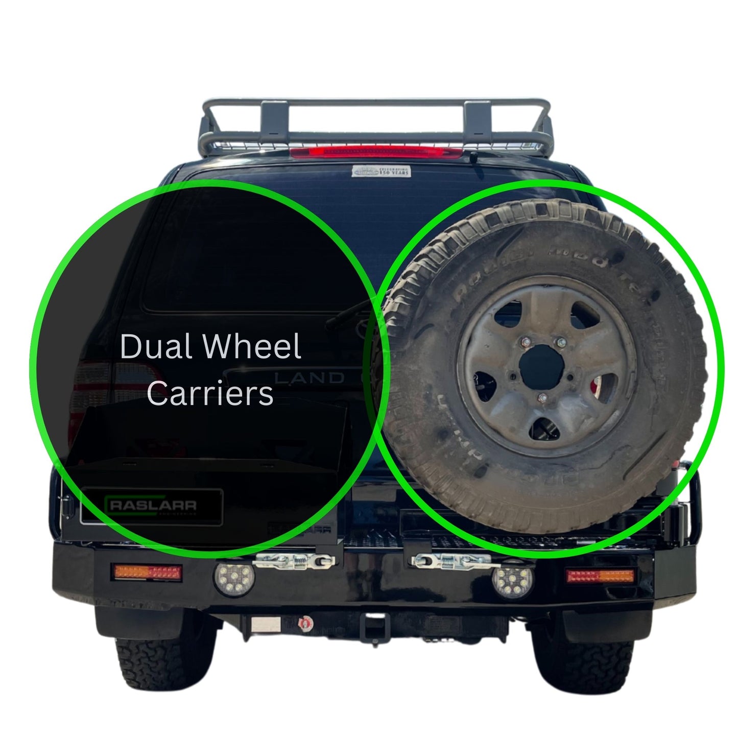 100 Series IFS Toyota Landcruiser Dual Wheel Carriers | Raslarr