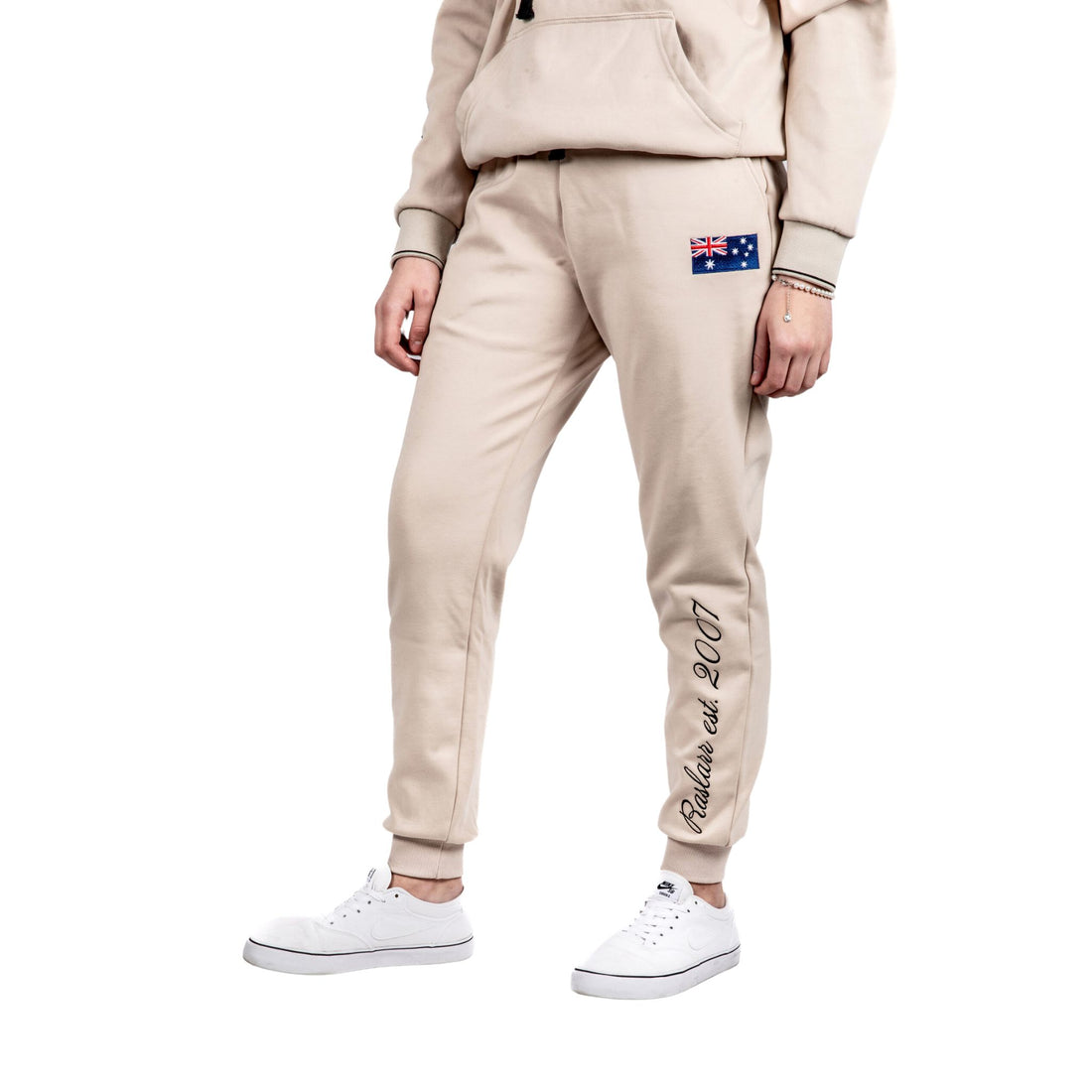 Kids Beige Fleece Track Pants