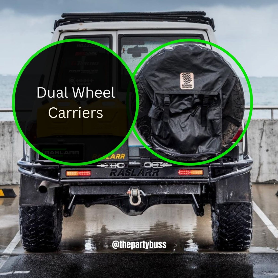 Dual Wheel Carriers to suit GQ Tourer Rear Bar ($750 each) | Raslarr