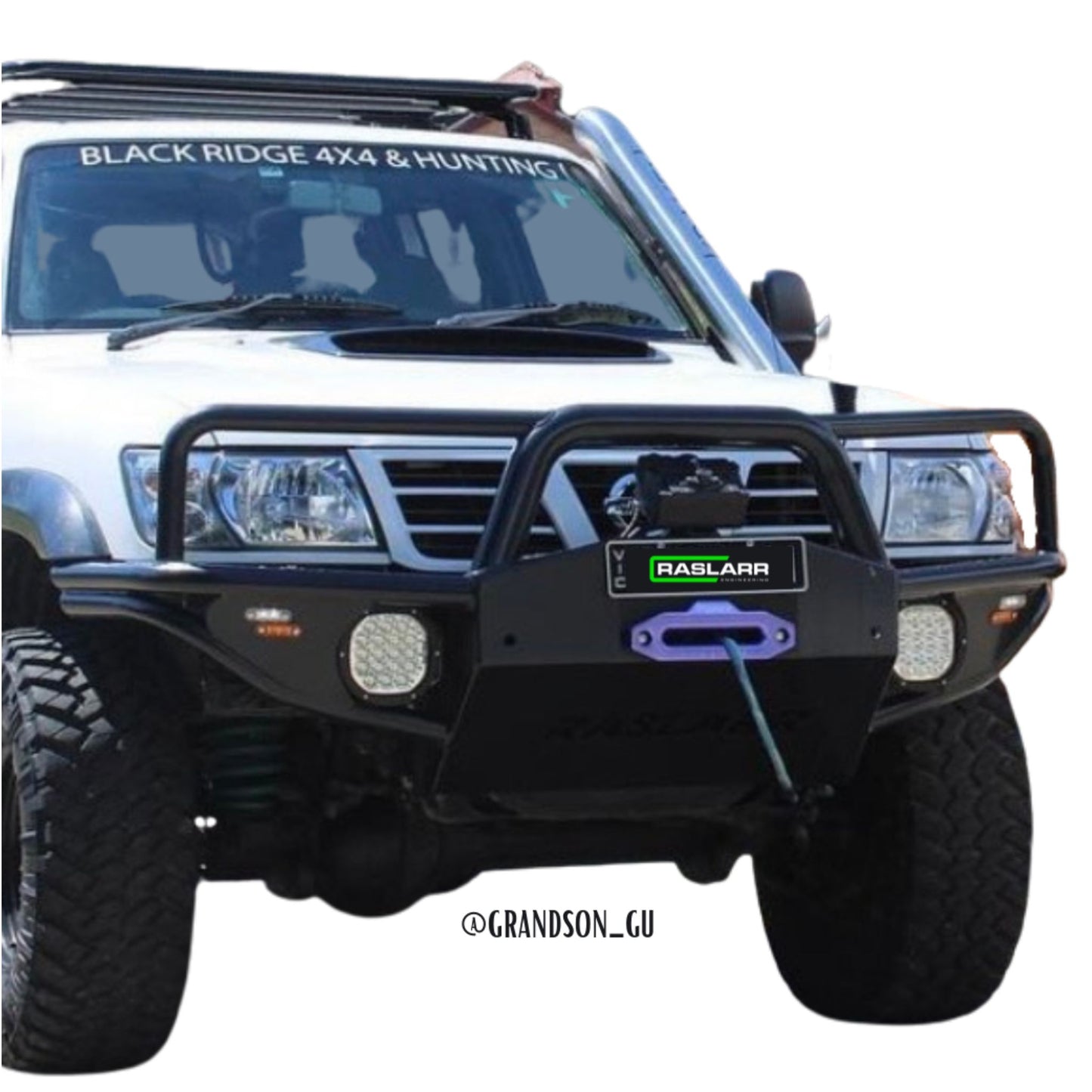 GU Nissan Patrol Hooped Azza Bull Bar (Fits 7" spotlights) | Raslarr