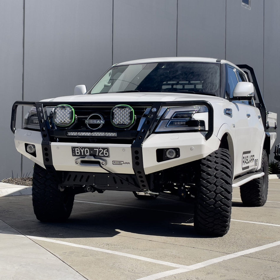 S5 Y62 Nissan Patrol Hooped (Dallas) Bull Bar | Raslarr Engineering