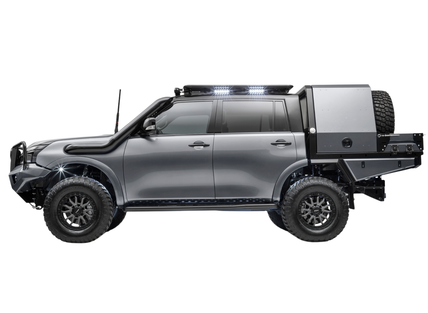 Nissan Patrol Series 5 Y62 V8 Bull Bars, Rear Bar Wheel Carriers, Rock