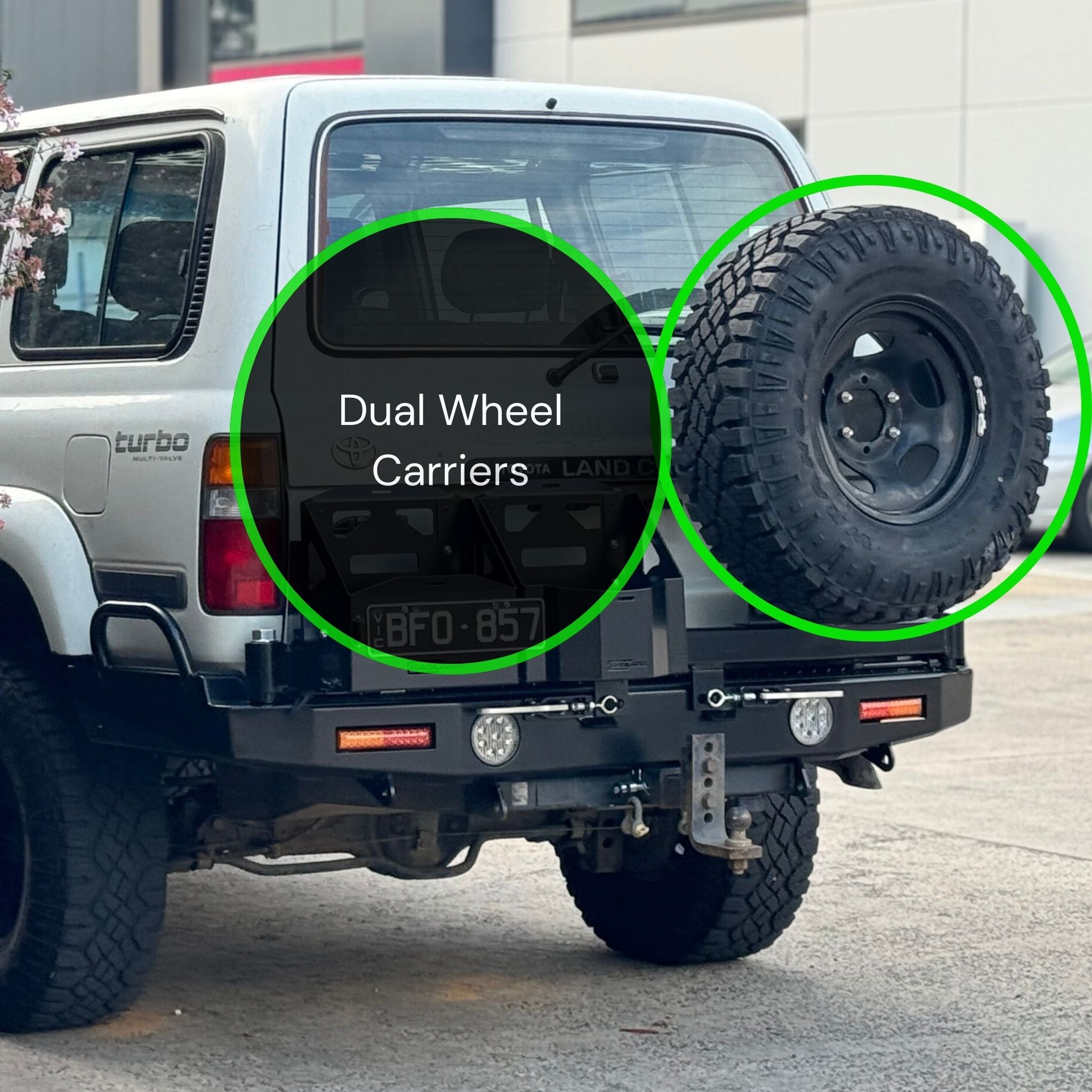 80 Series Toyota Landcruiser Dual Wheel Carrier to suit Rear Bar | Raslarr